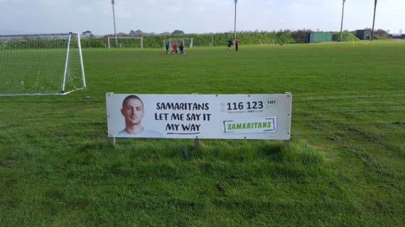 Football clubs put up signs promoting the Samaritans | iomtoday.co.im