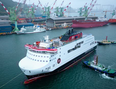 New Steam Packet ferry Manxman floated in South Korea | iomtoday.co.im