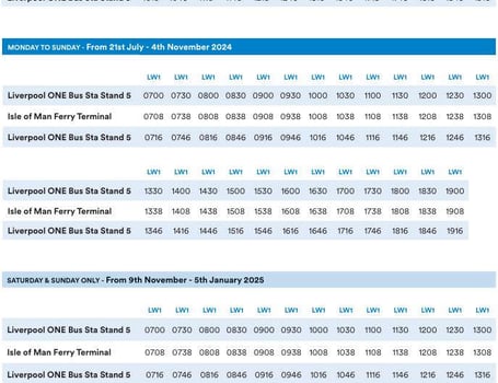 Isle of Man ferry terminal shuttle bus: Timetable, prices, and stops ...