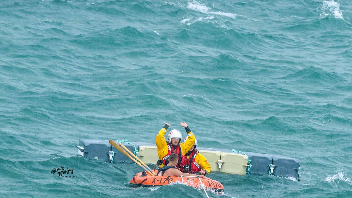 Rescue teams save two from raft stranded in the sea off Isle of Man ...