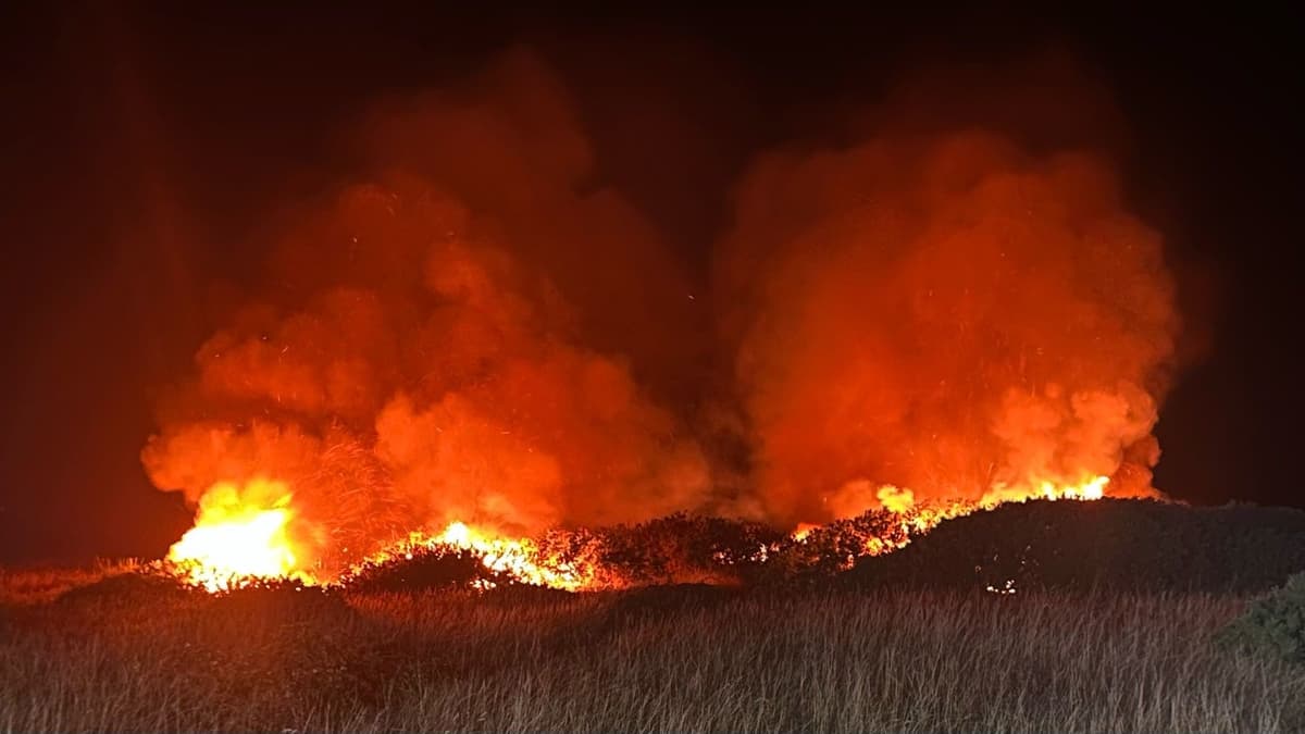 Fire crews spend nearly two hours tackling large Ramsey grass fire ...